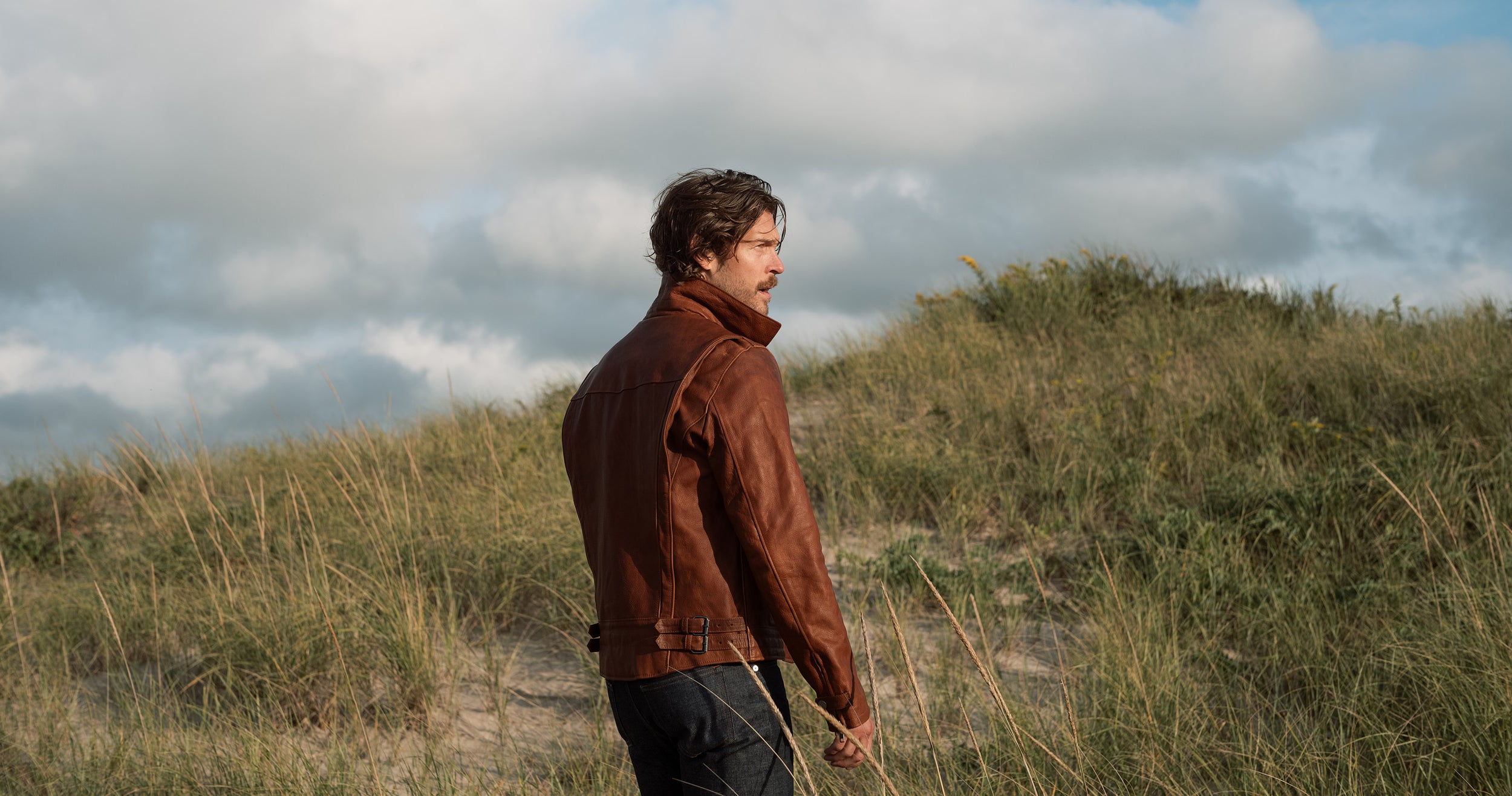 brown leather riding jacket made with waxed vegetable retanned leather ...