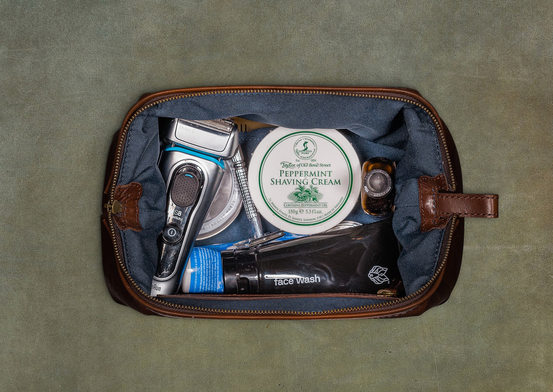 Leather Dop Kit - Satchel & Page Men's Brown Leather Shave Kit
